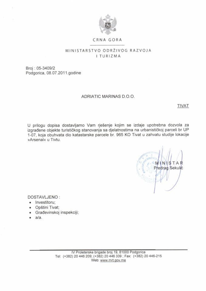 05-3409-2 Adriatic Marines - upotrebna dozvola