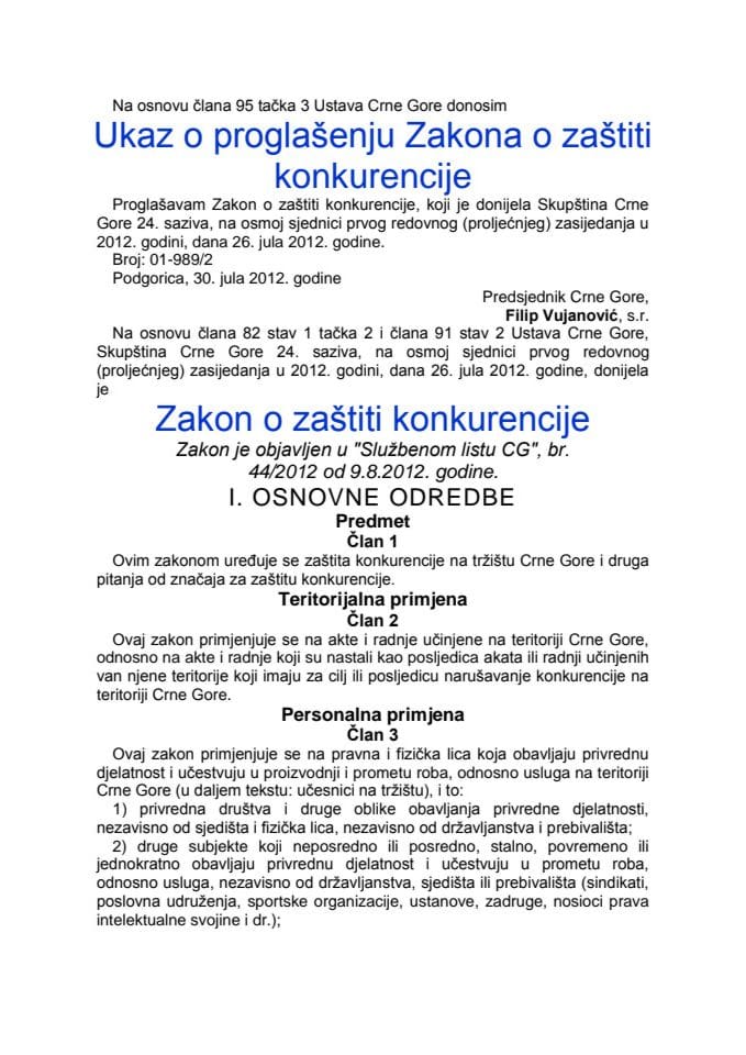 Zakon o zaštiti konkurencije