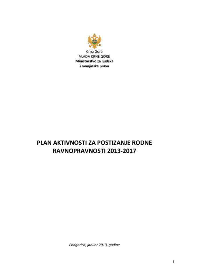 Plan aktivnosti za postizanje rodne ravnopravnosti 2013-2017