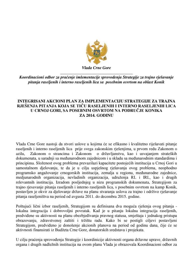 Predlog akcionog plana za implementaciju Strategije za trajna rješenja ...