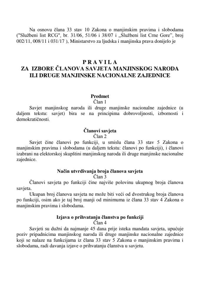 Pravila za izbor članova nacionalnih savjeta