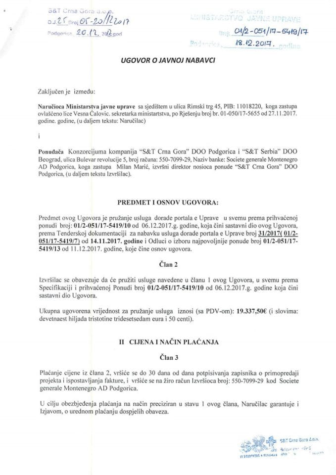 Ugovor ST dorada portala i izjava o odricanju od prava na žalbu