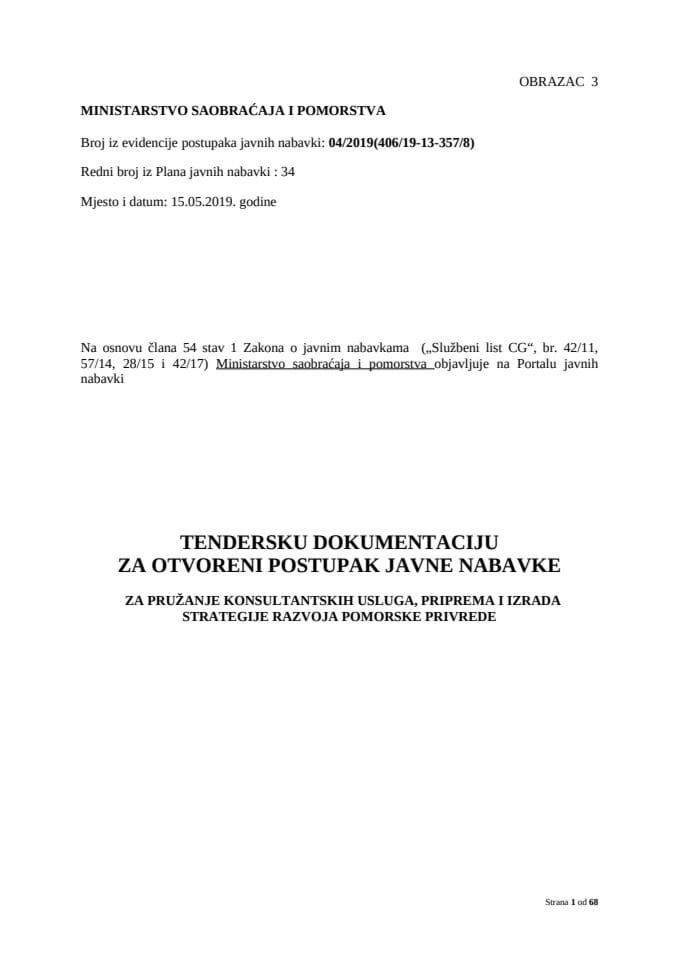TENDERSKA DOKUMENTACIJA ZA OTVORENI POSTUPAK JAVNE NABAVKE ZA PRUŽANJE ...