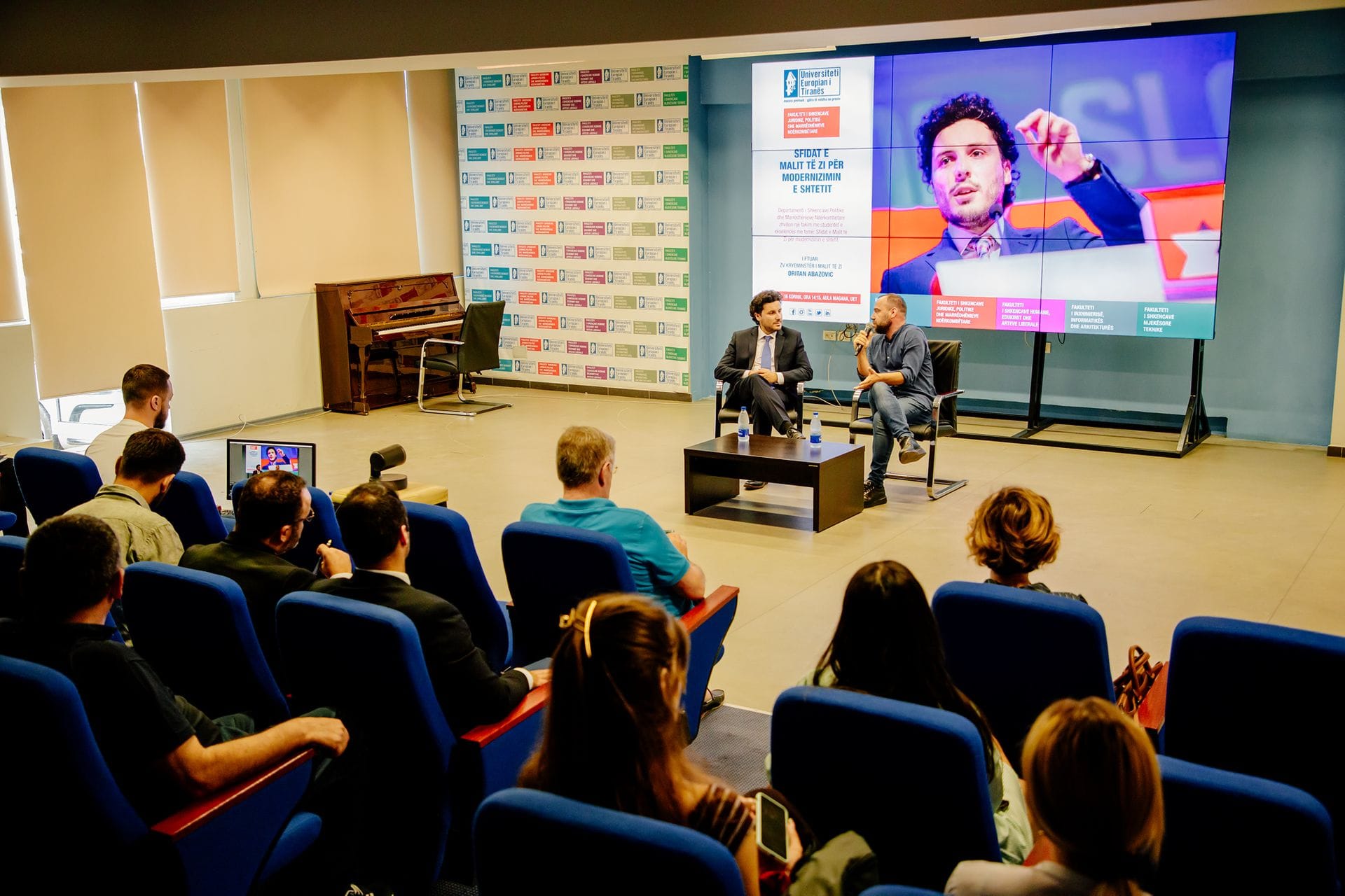 Abazović delivers a lecture at the European University of Tirana
