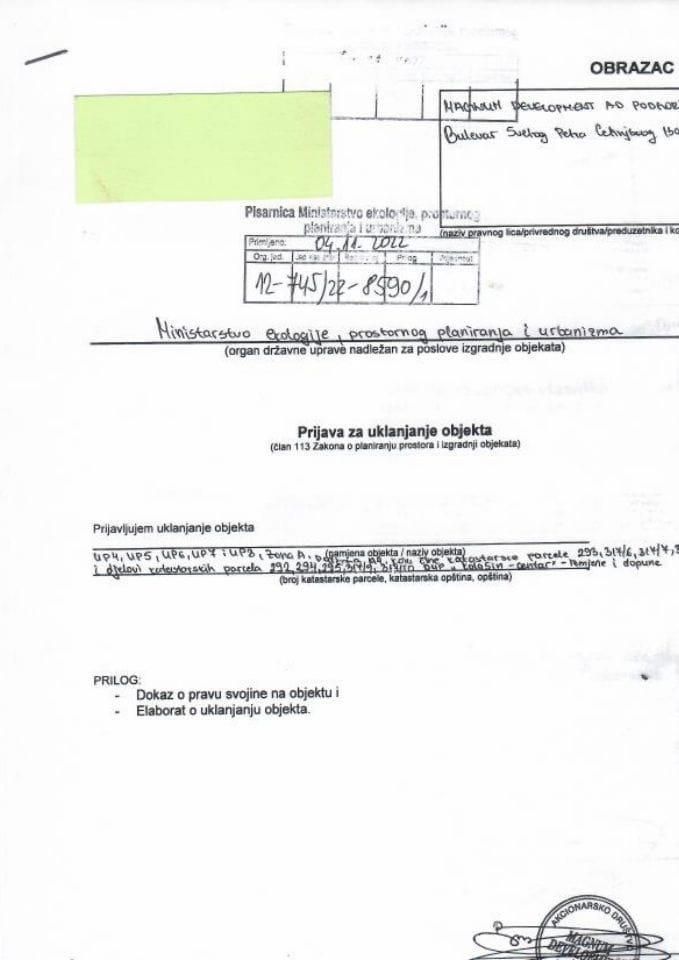 Prijava radova adaptacije - 12-745-22-8590-1 MAGNUM DEVELOPLMENT AD