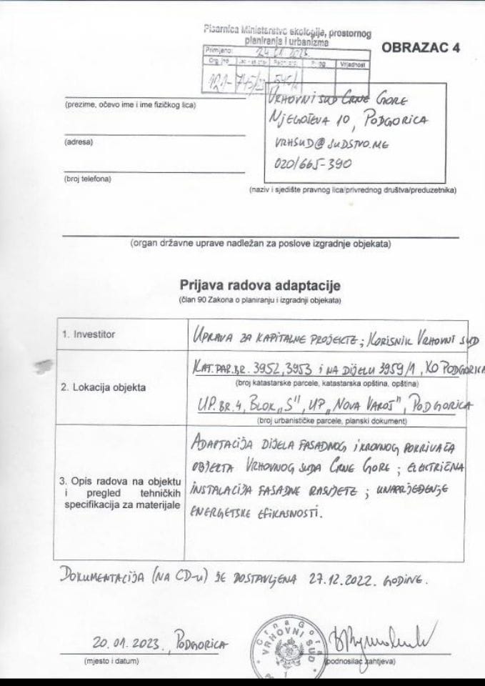 Prijava radova adaptacije - 121-745-23-540-1 UPRAVA ZA KAPITALNE ...