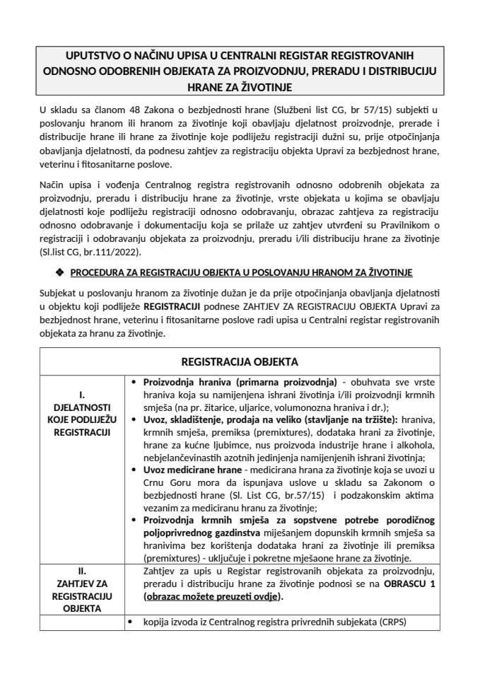 UPUTSTVO O NAČINU UPISA U CENTRALNI REGISTAR REGISTROVANIH ODNOSNO ...