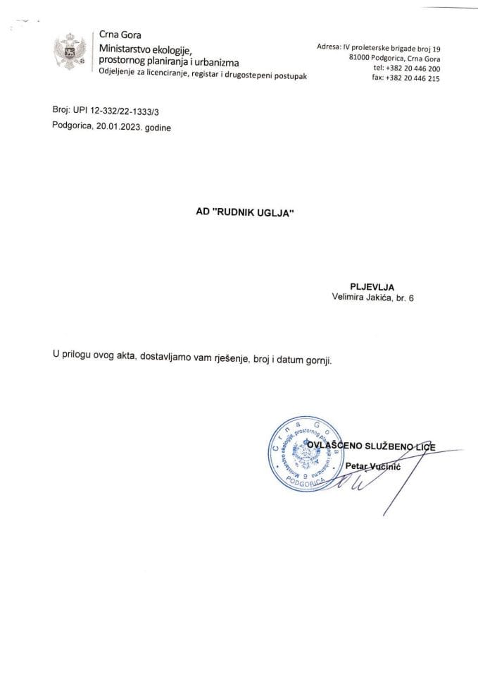 Licence projektanata i izvođača radova - UPI 12-332-22-1333-3 AD RUDNIK ...
