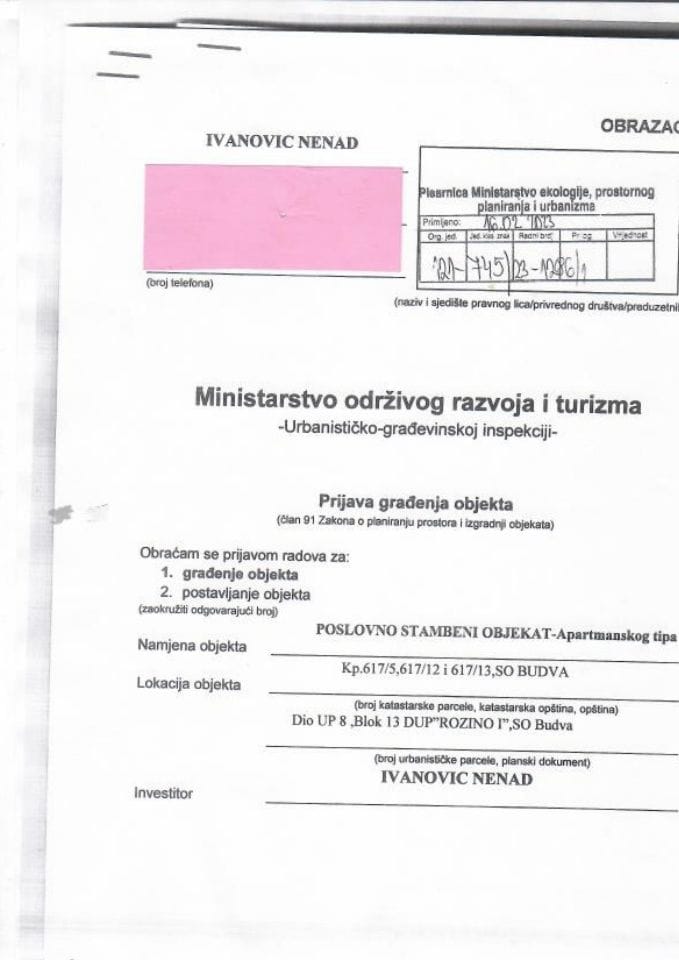 Prijava početka građenja objekta - 121-745-23-1286-1 IVANOVIĆ NENAD