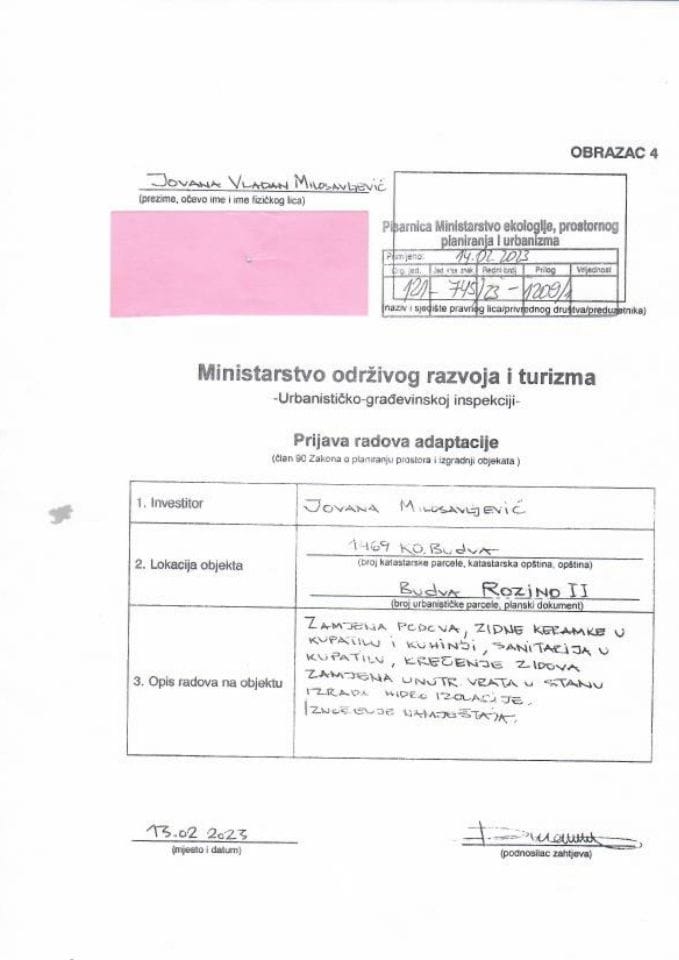 Prijava radova adaptacije - 121-745-23-1209-1 JOVANA MILOSAVLJEVIĆ