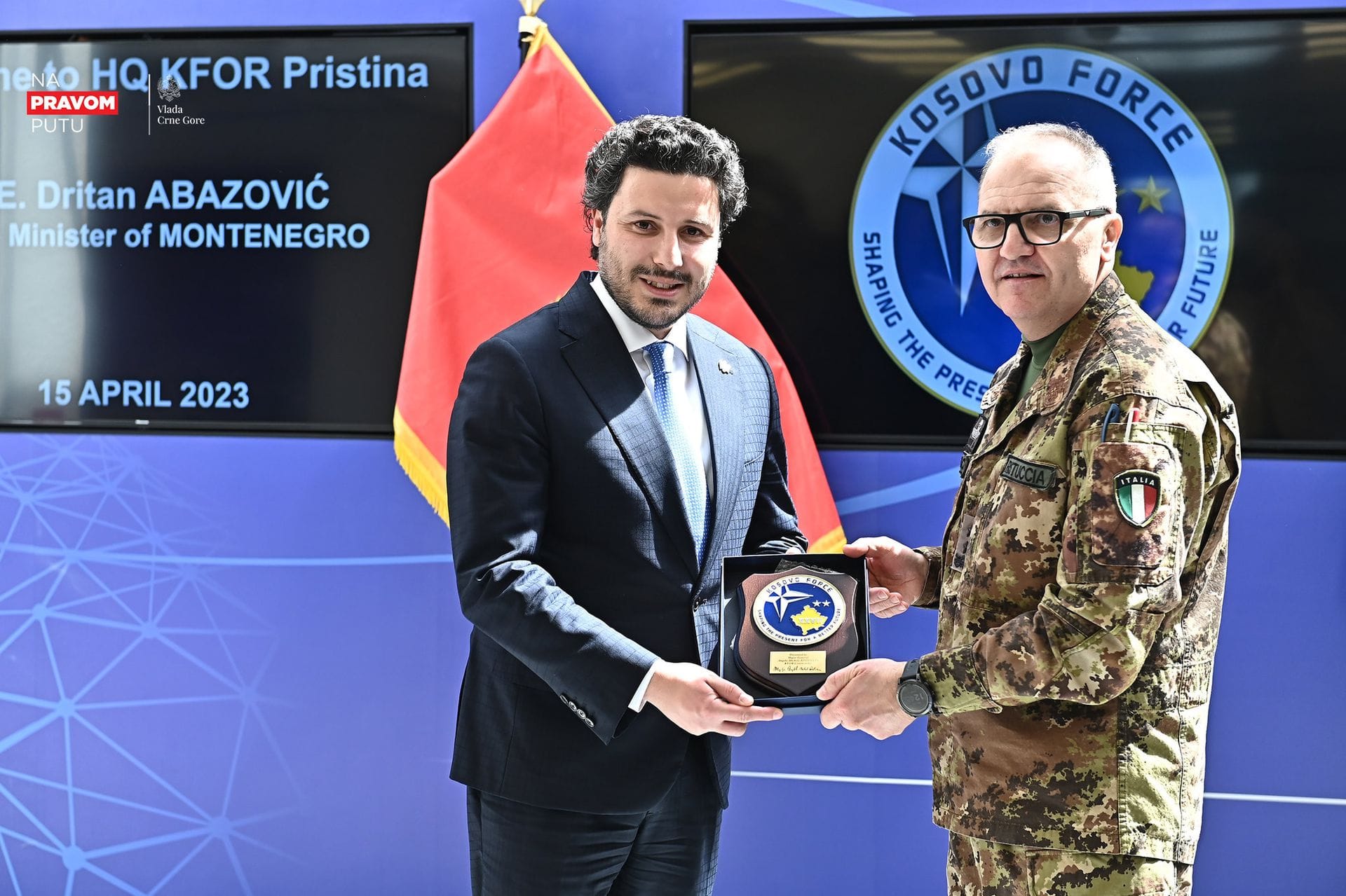Abazović meets KFOR Commander Major General ‎‎Angelo Ristuccia