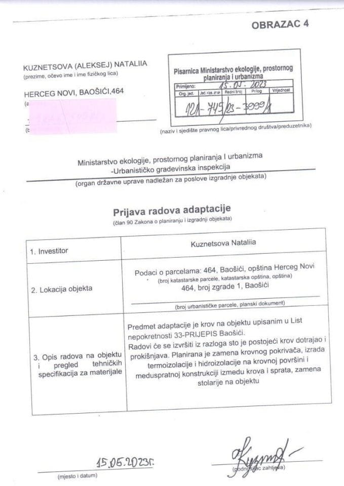 Prijava radova adaptacije - 121-745-23-3999-1 KUZNETSOVA NATALIIA