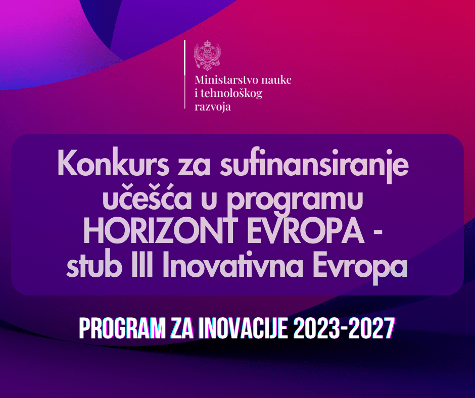 Konkurs za sufinansiranje učešća u Horizont Evropa - stub III Inovativna Evropa