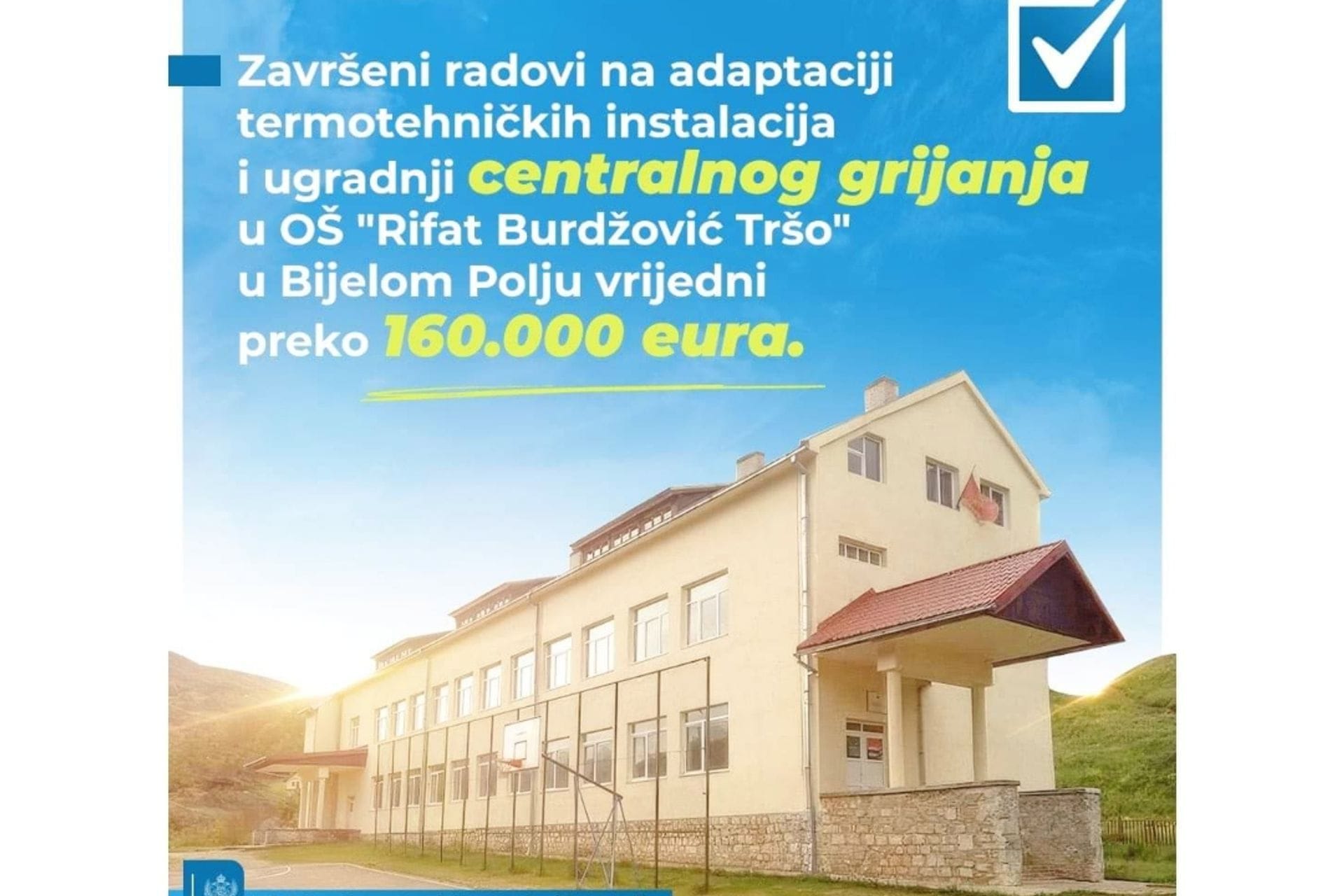 Završeni radovi na adaptaciji instalacija za grijanje u JU OŠ "Rifat Burdžović Tršo" u Bij
