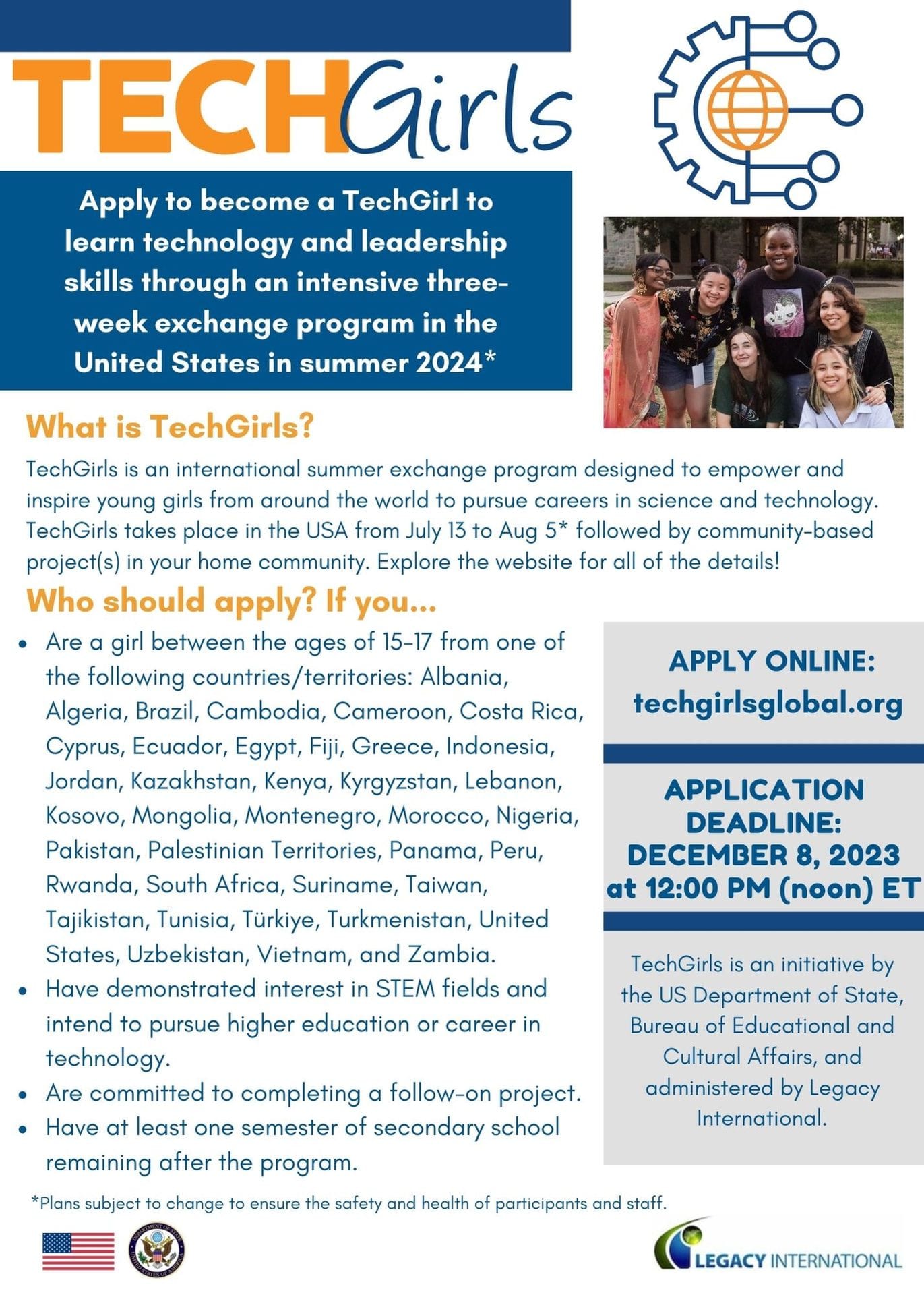 Američke stipendije: TechGirls program