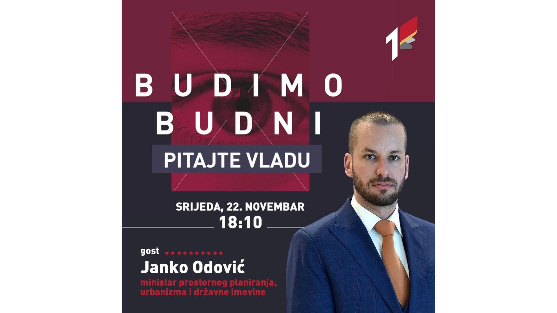 Ministar Odović u emisiji "Budimo budni - pitajte Vladu" na RTCG