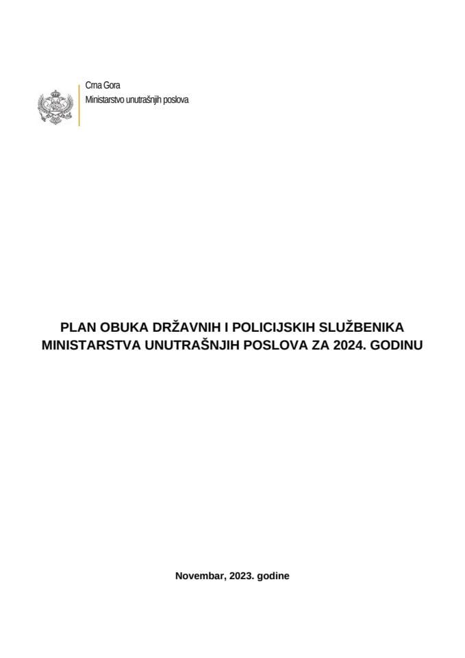 PLAN OBUKA DRŽAVNIH I POLICIJSKIH SLUŽBENIKA MINISTARSTVA UNUTRAŠNJIH ...