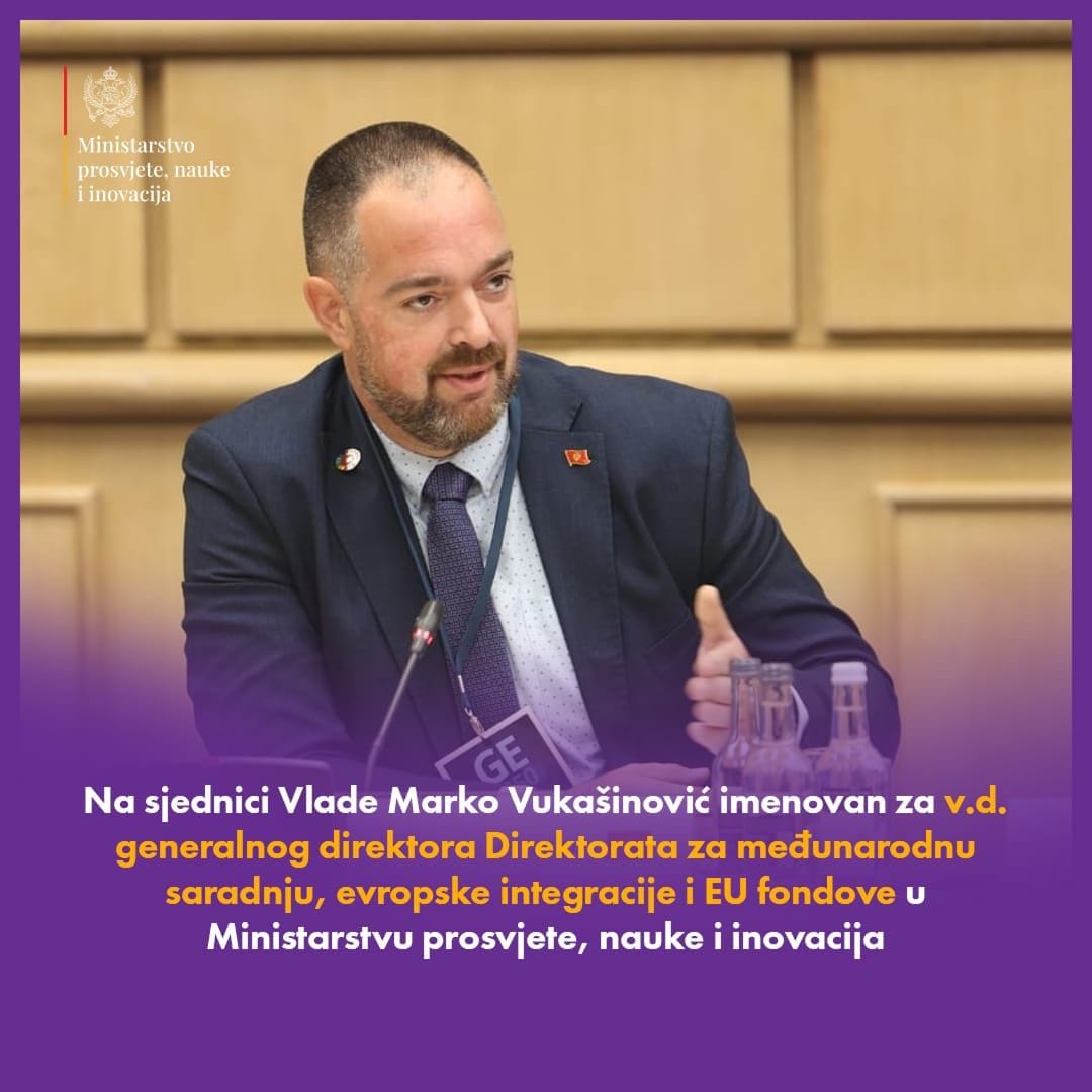 Vukašinović imenovan za v.d. generalnog direktora Direktorata za međunarodnu saradnju