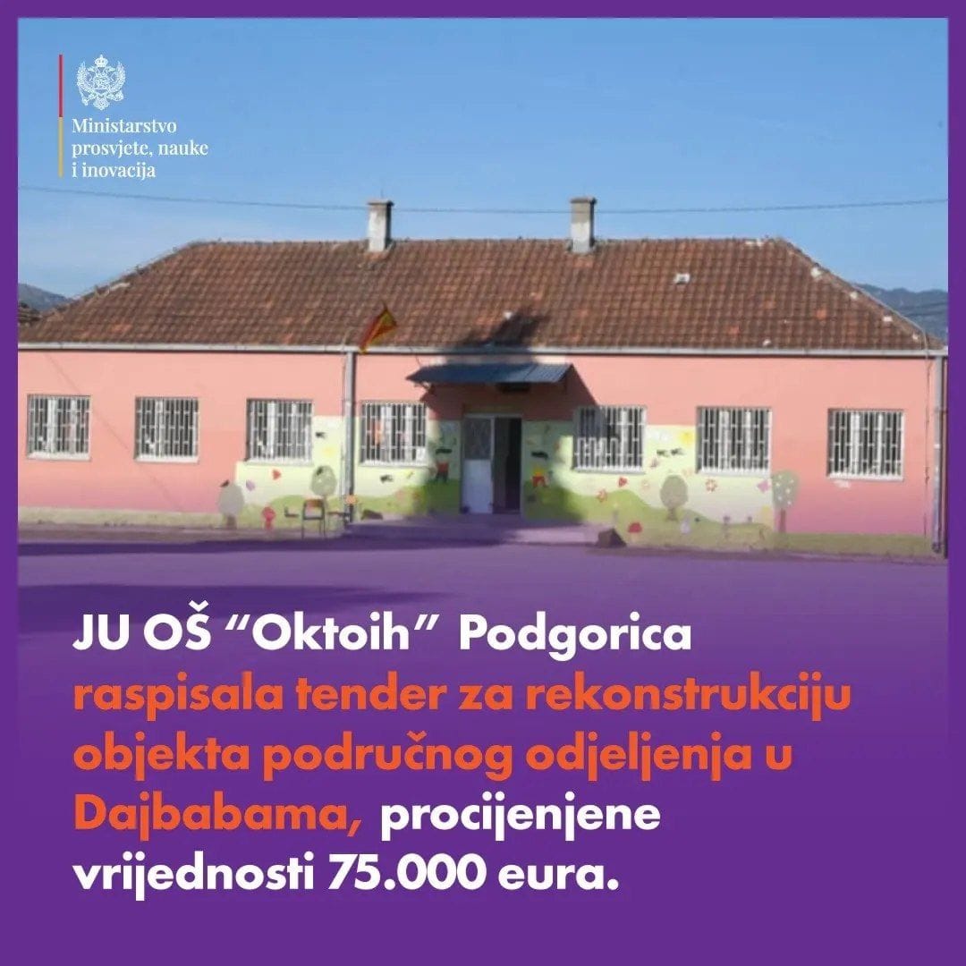 Raspisan je tender za rekonstrukciju područnog odjeljenja JU OŠ ...