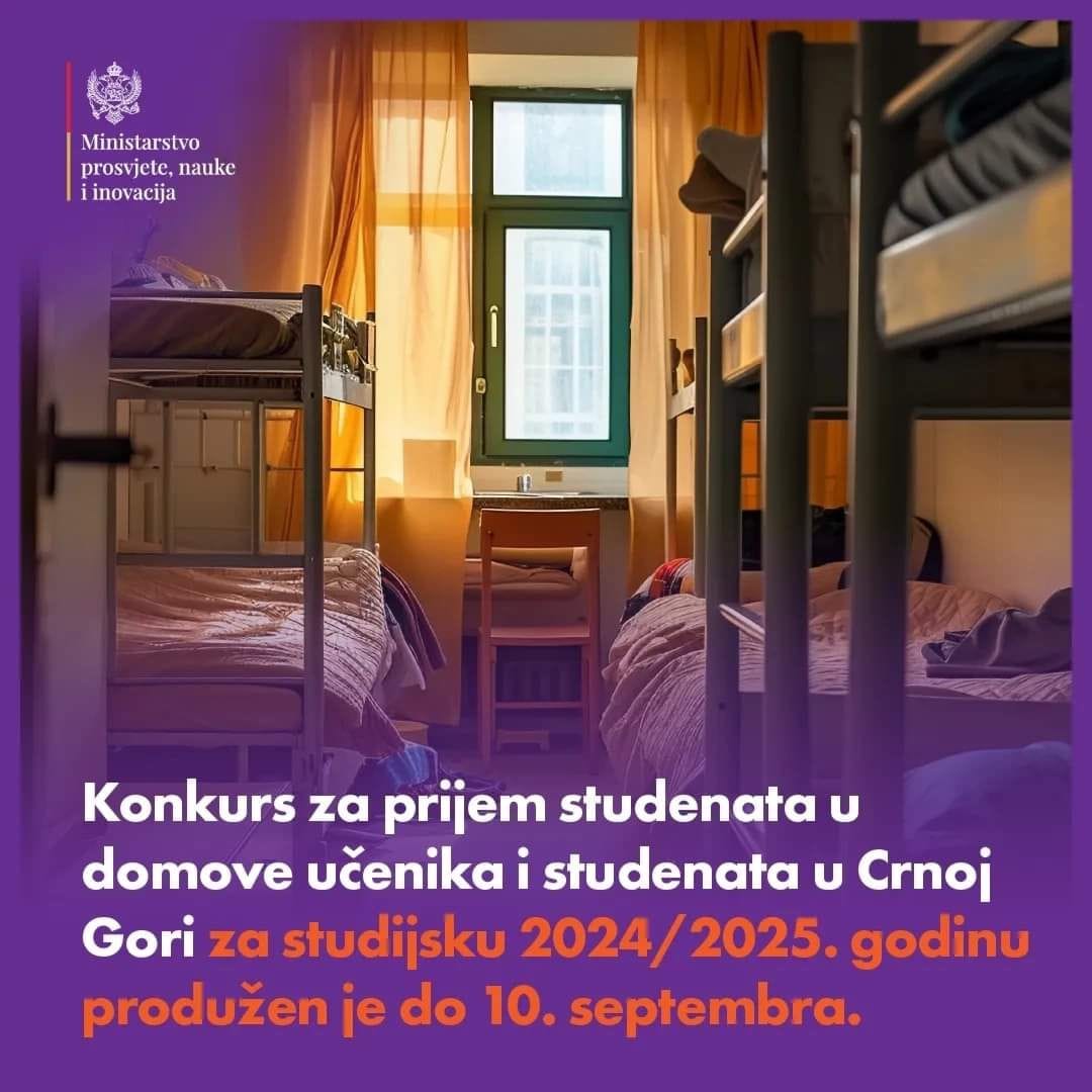 Konkurs za prijem učenika i studenata u domove produžen do 10. septembra