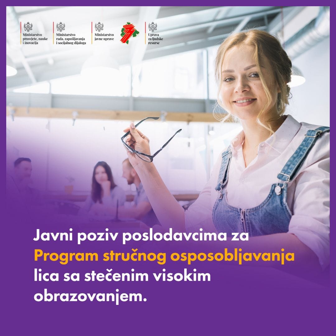 Javni poziv za Program stručnog osposobljavanja lica sa stečenim visokim obrazovanjem