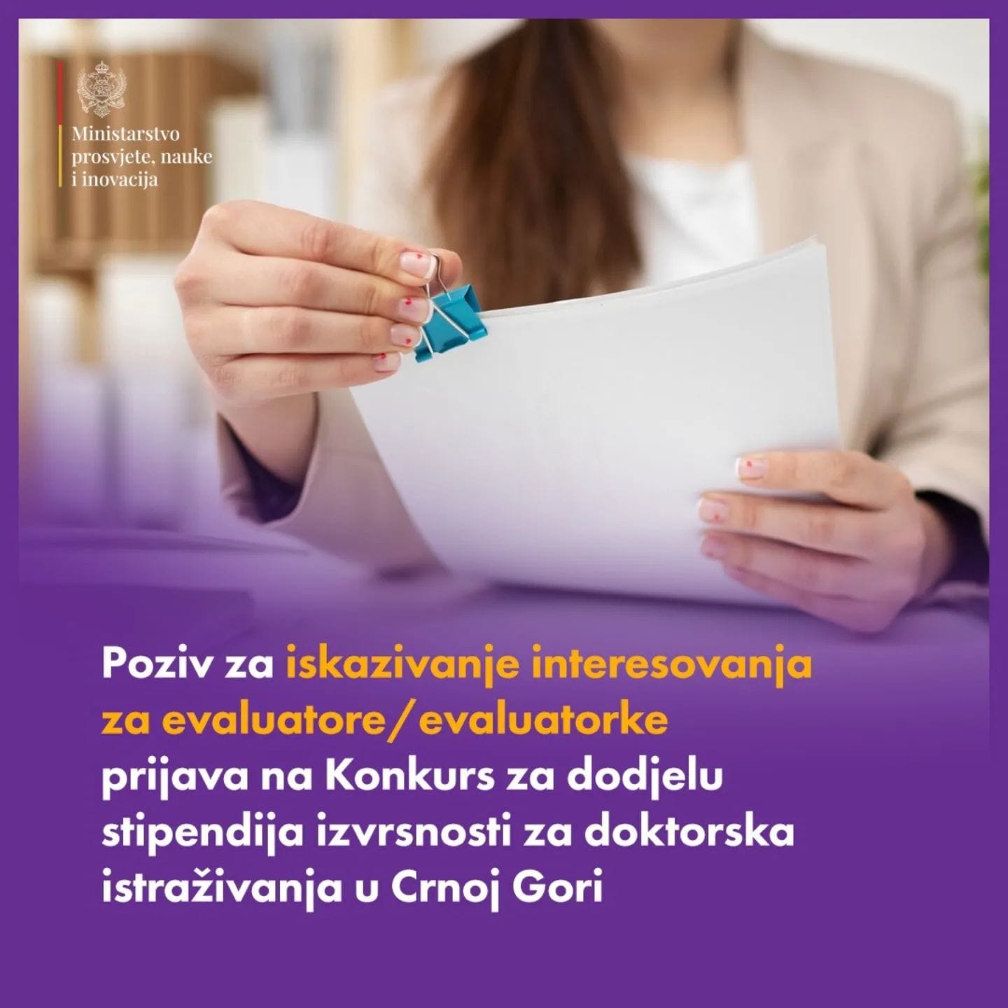 Poziv za evaluatore prijava na Konkurs za dodjelu stipendija izvrsnosti ...